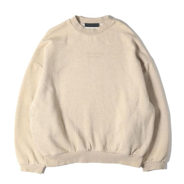 FEAR OF GOD フィアオブゴッド スウェット ベージュ系 サイズ:M | FOG ESSENTIAL オーバーサイズ クルーネック スウェットシャツ | トップス トレーナー 【メンズ】【中古】【K4547】