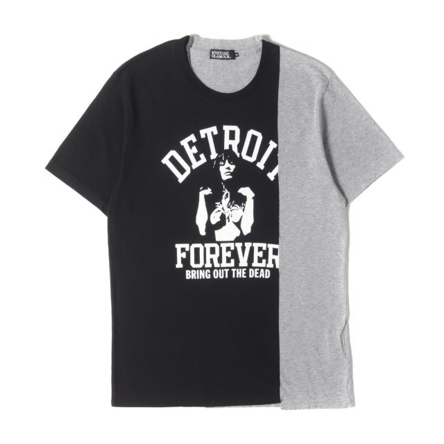 HYSTERIC GLAMOUR ヒステリックグラマー Tシャツ ブラック ヘザーグレー サイズ:M | DETROIT FOREVER 切替 Tシャツ (0251CT06) | トップス カットソー 半袖【メンズ】【中古】【美品】【K4547】