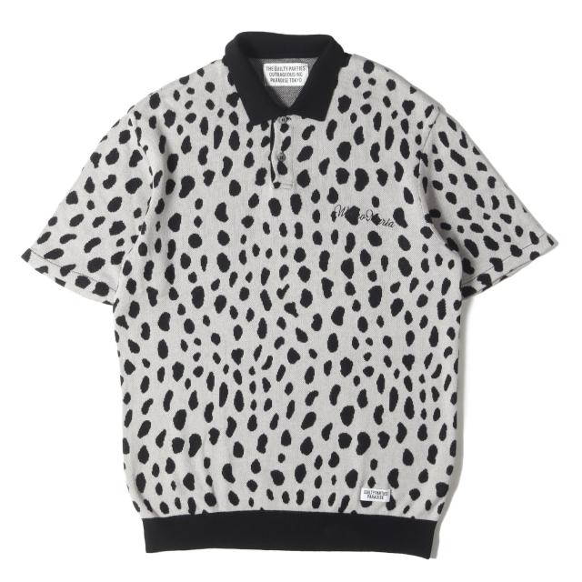 WACKO MARIA ワコマリア ポロシャツ グレー サイズ:M | 24SS レオパード柄 ジャガード ニット ポロシャツ (LEOPARD KNIT POLO SHIRT) | トップス 半袖【メンズ】【中古】【美品】【K4548】