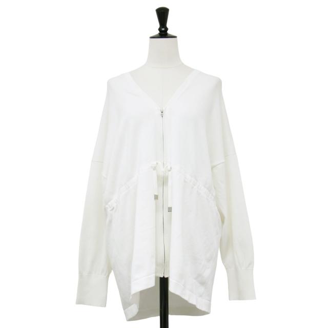 theory luxe セオリーリュクス パーカー ホワイト 白 サイズ:38(M) | 22春夏 オーパスフォンズ フーディ ジップアップパーカー | Opus Fons ニット 長袖 Vネック ワイド コットン | トップス 羽織り【レディース】【中古】【K4548】