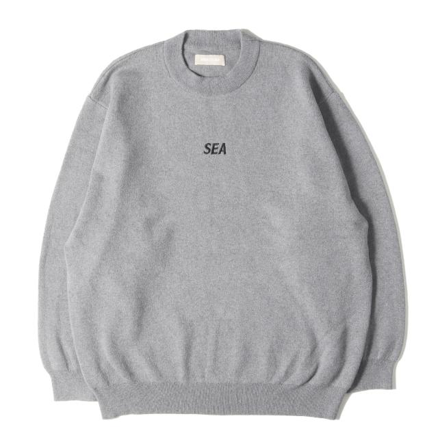 WIND AND SEA ウィンダンシー ニット グレー サイズ:L | 24AW ロゴ刺繍 コットン / カシミヤ / ウール ニット セーター | トップス 長袖【メンズ】【中古】【美品】【K4550】