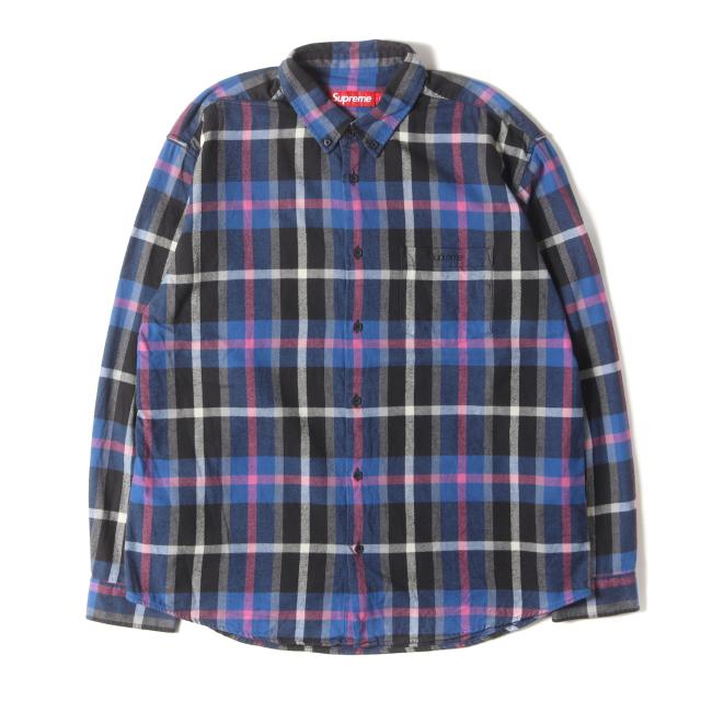 Supreme シュプリーム シャツ ブルー ブラック サイズ:L | 23AW タータンチェック ボタンダウン フランネルシャツ (Plaid Flannel Shirt) | トップス カジュアルシャツ 長袖【メンズ】【中古】【K4551】