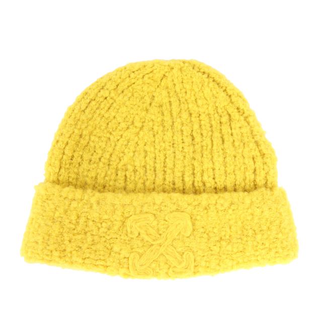 OFF-WHITE オフホワイト ビーニー イエロー サイズ:ONE SIZE | 22AW アローマーク ウール/アルパカ ニットビーニー | ブランド 帽子 ニットキャップ【メンズ】【中古】【美品】【K4552】