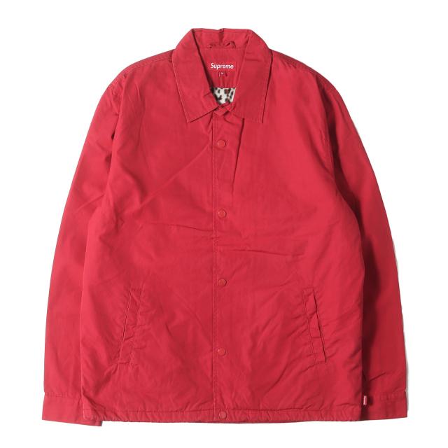 Supreme シュプリーム ジャケット レッド サイズ:M | 裏地レオパード柄 コットン コーチジャケット (Leopard Lined Coaches Jacket) | アウター ブルゾン 上着【メンズ】【中古】【K4552】