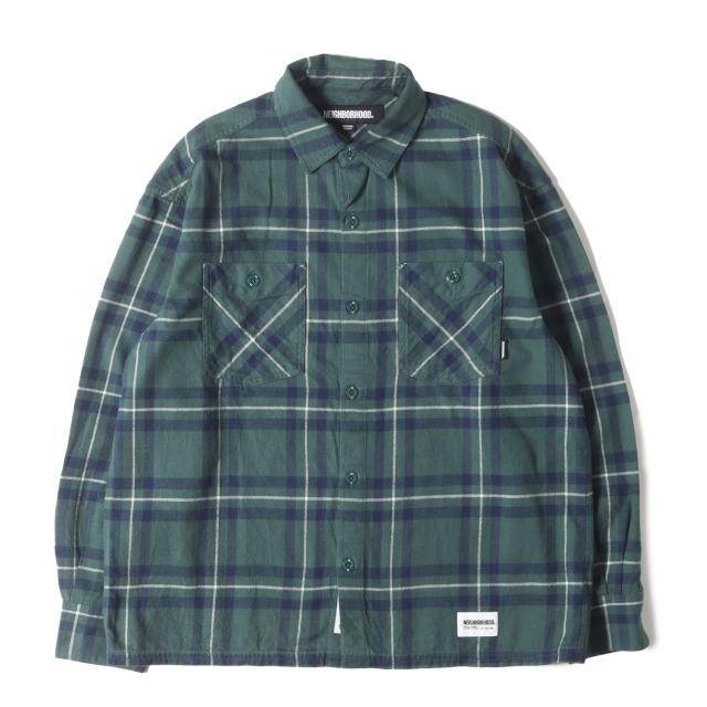 NEIGHBORHOOD ネイバーフッド シャツ グリーン ネイビー サイズ:M | 24AW タータンチェック フランネルシャツ (TARTAN CHECK SHIRT) | トップス カジュアルシャツ 長袖【メンズ】【中古】【K4552】