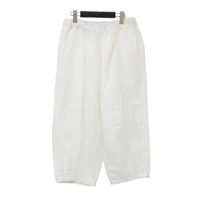 HUIS ハウス パンツ ホワイト 白 サイズ:FREE | バンブー リネン バルーン パンツ | テーパード ウエストゴム ユニセックス | 日本製 | ボトムス ズボン【レディース】【中古】【K4555】