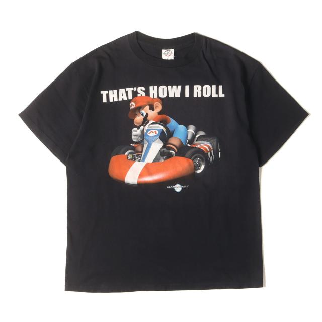 90s - 00s ヴィンテージ古着 | 00s マリオカートWii スーパーマリオ クルーネック Tシャツ (DELTAボディ) | ブラック 黒 | サイズ:L | 00年代 | トップス カットソー 半袖【メンズ】【中古】【K4554】