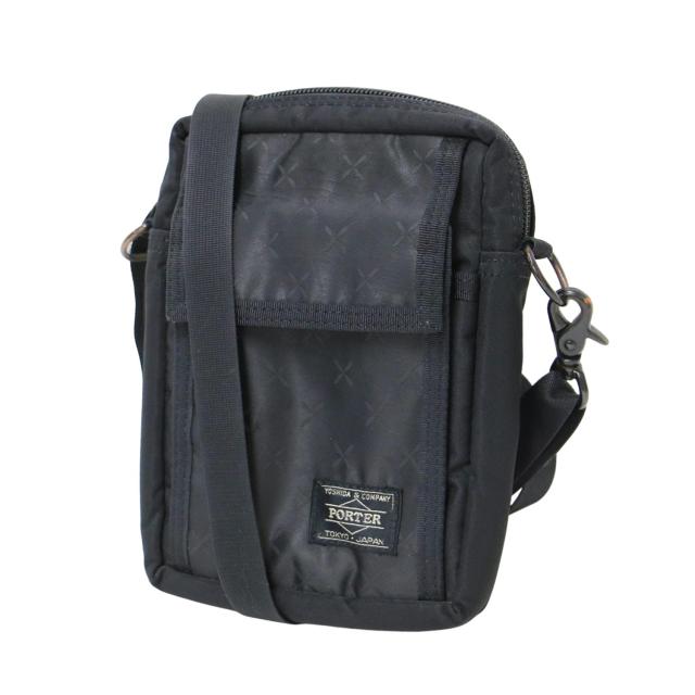 PORTER ポーター バッグ ブラック 黒 | フラワー柄 ミニ ショルダーバッグ / ウエストポーチ 2WAY | 斜め掛け フラップポケット | 日本製 | 吉田カバン ブランド【レディース】【中古】【K4554】