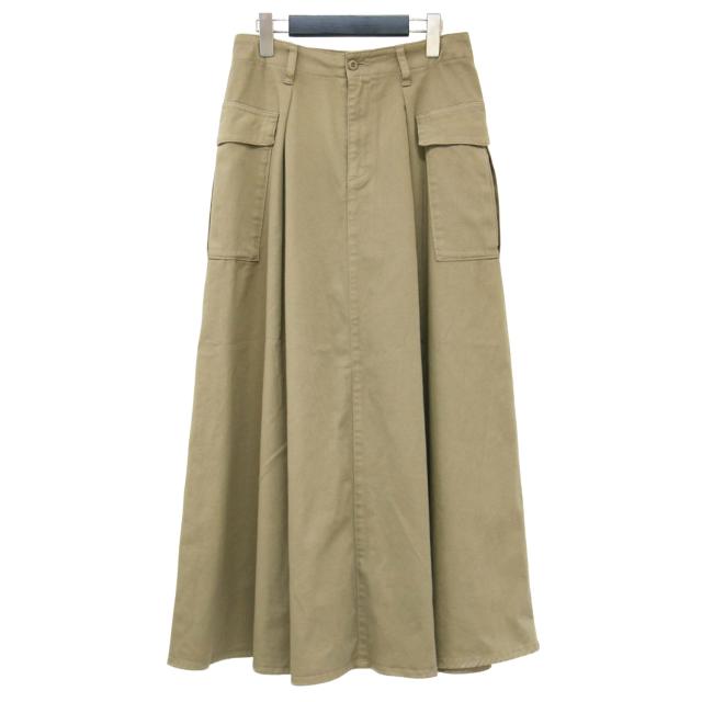 Healthy Denim ヘルシーデニム スカート ベージュ サイズ:1(M) | 24秋冬 チノ フレア スカート | Grapefruit | ロング丈 Aライン ワークポケット コットン | ボトムス【レディース】【中古】【K4555】