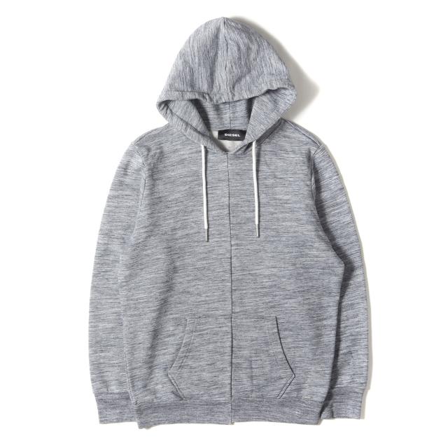 DIESEL ディーゼル パーカー グレーネイビー サイズ:M | センターシーム 霜降りスウェット パーカー | トップス フーディー【メンズ】【中古】【K4556】