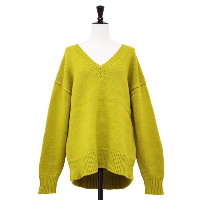 Spick&Span スピックアンドスパン ニット イエロー サイズ:FREE | ローゲージ ニット Vネック プルオーバー | 長袖 オーバーサイズ ウール | トップス セーター【レディース】【中古】【K4556】