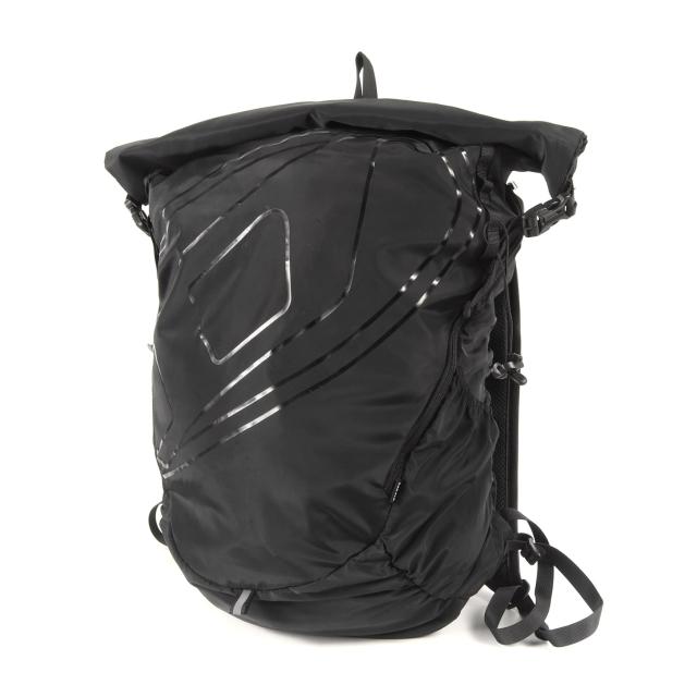 DIESEL ディーゼル バッグ ブラック 黒 | オーバルD ロゴ リュック (DRAPE BACKPACK X09838 P3306) | ブランド カバン リュック バックパック【メンズ】【中古】【K4558】