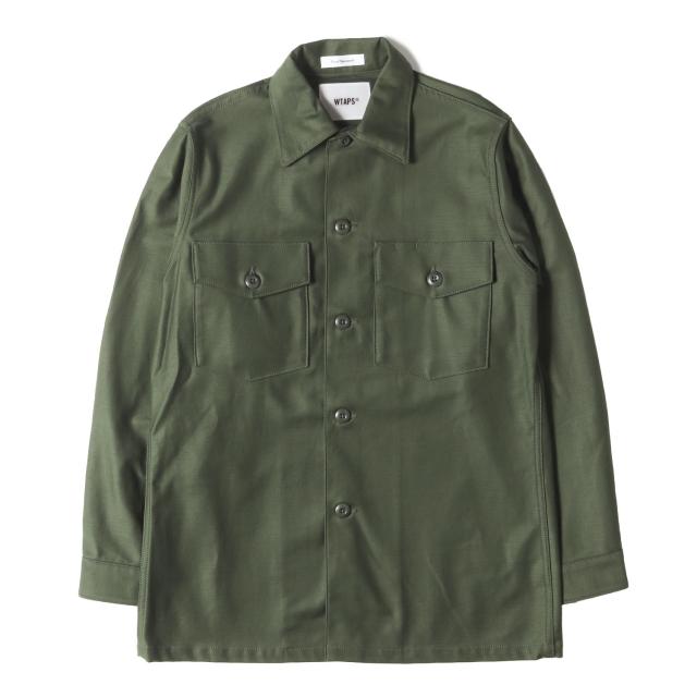 WTAPS ダブルタップス シャツ オリーブドラブ サイズ:S | コットンサテン ミリタリーシャツ (WMILL-LS 02 / LS / COTTON. SATIN) | トップス カジュアルシャツ 長袖【メンズ】【中古】【美品】【K4561】