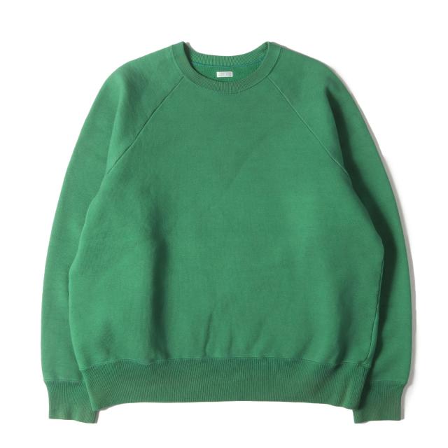 A.PRESSE アプレッセ スウェット グリーン サイズ:2 | 25SS ヴィンテージ加工 ラグラン スウェットシャツ (Vintage Sweatshirt 25SAP-05-05K) | 裏起毛 | トップス トレーナー プルオーバー 日本製 【メンズ】【中古】【美品】【K4561】
