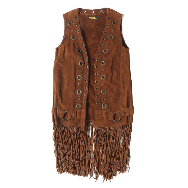 HYSTERIC GLAMOUR ヒステリックグラマー ベスト ブラウン サイズ:FREE | 90s スウェード フリンジ ベスト | 90年代 アーカイブ | トップス【メンズ】【中古】【K4561】