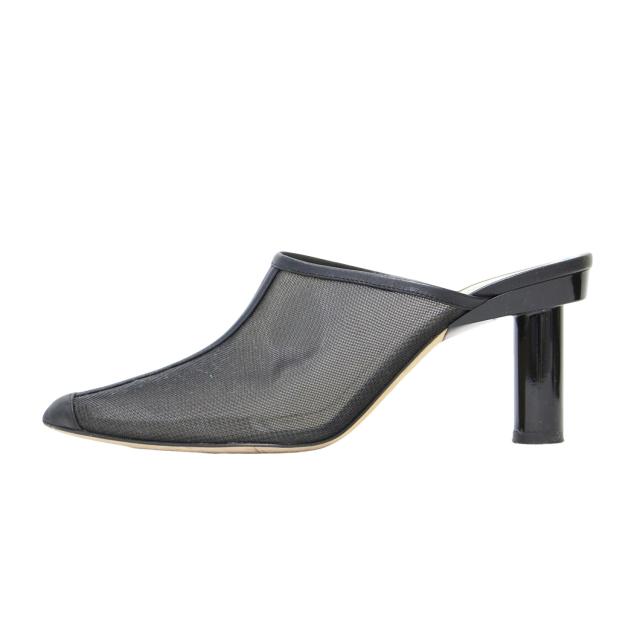 Tibi ティビ サンダル ブラック 黒 サイズ:37(24.0cm) | メッシュ ミュール サンダル | ヒール ポインテッドトゥ レザー | イタリア製 | ブランド シューズ 靴【レディース】【中古】【K4566】