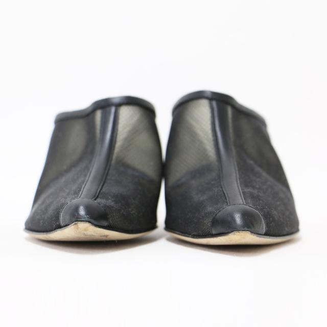 Tibi ティビ サンダル ブラック 黒 サイズ:37(24.0cm) | メッシュ ミュール サンダル | ヒール ポインテッドトゥ レザー | イタリア製 | ブランド シューズ 靴【レディース】【中古】【K4566】