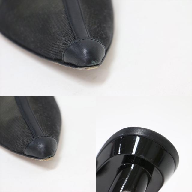 Tibi ティビ サンダル ブラック 黒 サイズ:37(24.0cm) | メッシュ ミュール サンダル | ヒール ポインテッドトゥ レザー | イタリア製 | ブランド シューズ 靴【レディース】【中古】【K4566】