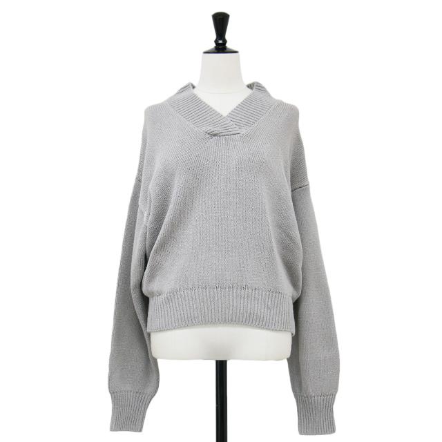 Plage プラージュ ニット ライトグレー サイズ:FREE | 24春夏 シルク ネップ プルオーバー | Silk nep | ニット ショート丈 Vネック 長袖 | トップス セーター【レディース】【中古】【K4561】