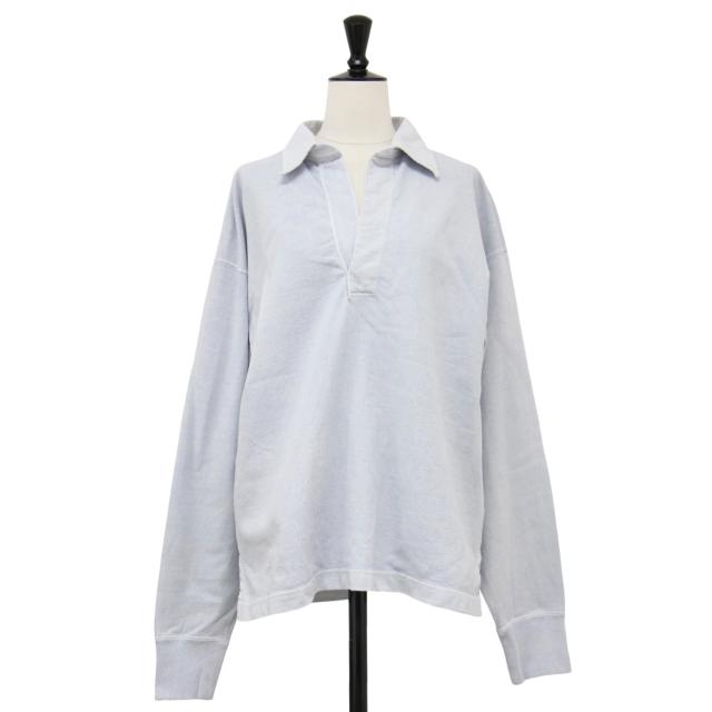 YLEVE イレーヴ ライトブルー サイズ:1(M) | コットン ピングメントダイ スキッパー プルオーバー | OPEN END COTTON PIGMENT DYE SKIPPER PULL OVER | ラガーシャツ Vネック 長袖 | 日本製 | トップス カットソー【レディース】【中古】【K4562】