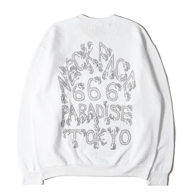 WACKO MARIA ワコマリア スウェット ホワイト 白 サイズ:L | 21AW 旗艦店 6周年記念 NECK FACE クルーネック スウェットシャツ | トップス トレーナー | コラボ 【メンズ】【中古】【K4563】