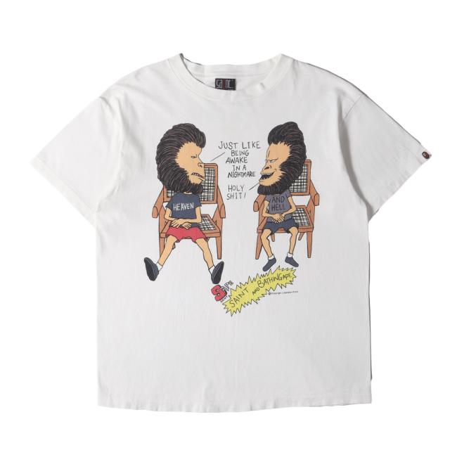 SAINT MICHAEL セントマイケル Tシャツ ホワイト 白 サイズ:L | 23SS A BATHING APE オーバーサイズ クルーネック Tシャツ (S/S T-SHIRT) | トップス カットソー 半袖【メンズ】【中古】【K4564】