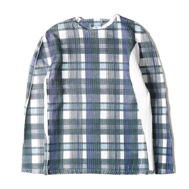 COMME des GARCONS SHIRT コムデギャルソン シャツ ニット ホワイト グリーン ブルー系 サイズ:M | 25SS タータンチェック 転写プリント ミドルゲージ ポリ ニット (FO-N003) | トップス セーター | 日本製【メンズ】【K4564】