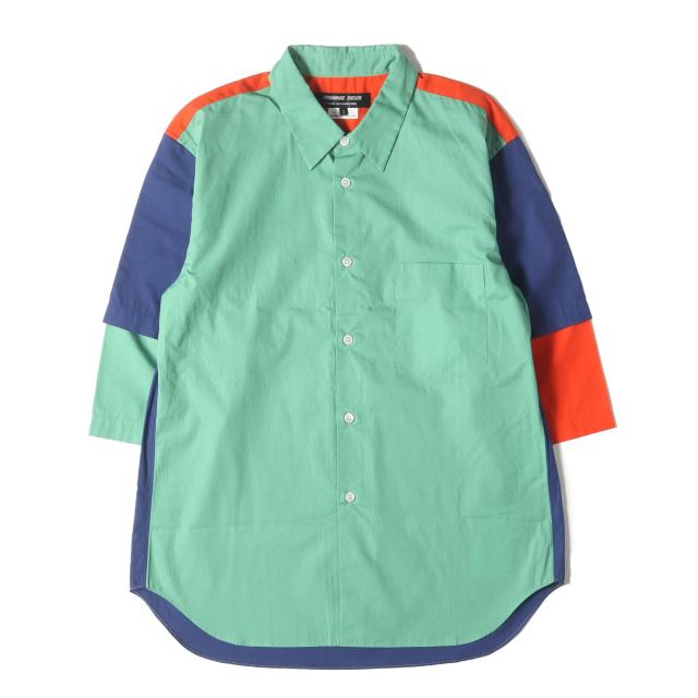 COMME des GARCONS HOMME DEUX コムデギャルソン オムドゥ シャツ マルチカラー サイズ:S | クレイジーパターン 切替 クォータースリーブ シャツ (DG-B041) | 日本製 | トップス カジュアルシャツ 長袖【メンズ】【中古】【美品】【K4565】