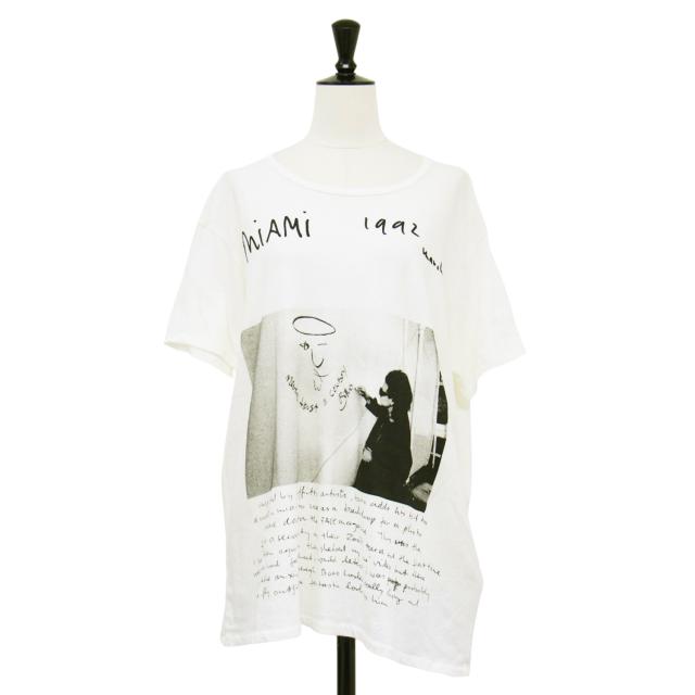 R13 アールサーティー Tシャツ ホワイト 白 サイズ:M | 20秋冬 英字 プリント Tシャツ / カットソー | 半袖 クルーネック オーバーサイズ コットン ウール | トップス プルオーバー【レディース】【中古】【K4566】