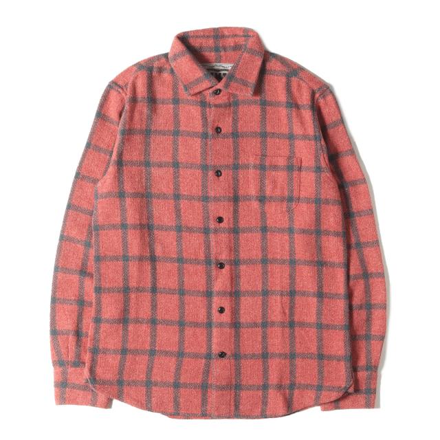 TMT ティーエムティー シャツ レッド チャコール サイズ:L | 21AW ウーリーヘリンボーン チェック シャツ (WOOLY HERRINGBONE PLAID SHIRTS) | トップス カジュアルシャツ 長袖【メンズ】【中古】【美品】【K4570】