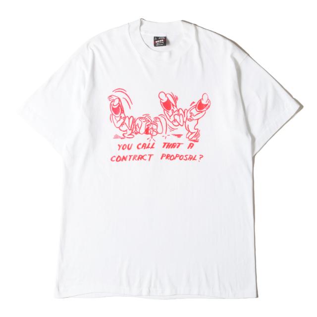 90s - 00s ヴィンテージ古着 | 90s ファニー イラスト Tシャツ | USA製 FRUIT OF THE LOOM | ホワイト 白 サイズ:L | トップス カットソー 半袖【メンズ】【中古】【K4568】