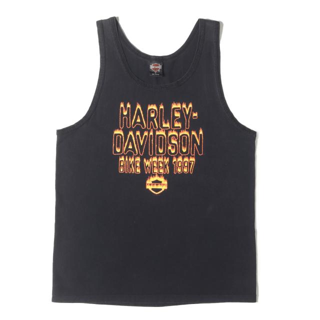 HARLEY-DAVIDSON ハーレーダビッドソン タンクトップ ブラック 黒 サイズ:M | 90s BIKE WEEK 1997 フレイム エンブレム イーグル タンクトップ | USA製 | HOLOUBEK | 90年代 古着 | トップス【メンズ】【中古】【K4568】