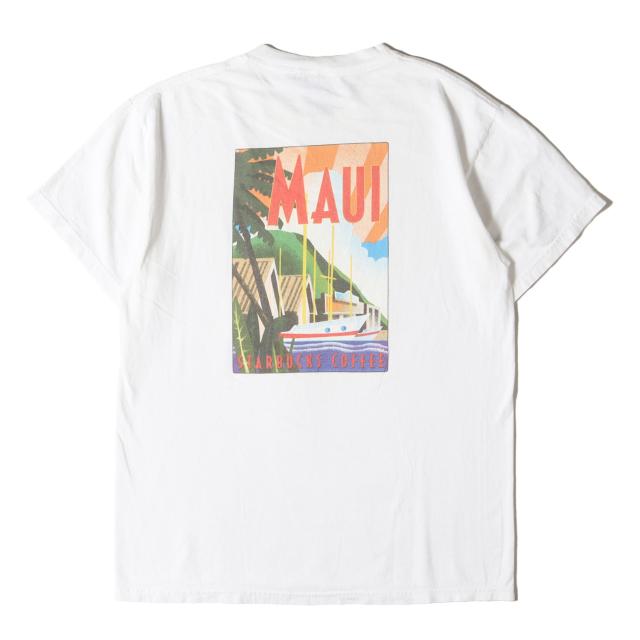 90s - 00s ヴィンテージ古着 | 90s ハワイ マウイ島 スターバックス クルーネック Tシャツ |メキシコ製 Hanes | ホワイト 白 サイズ:M | 90年代 | トップス カットソー 半袖【メンズ】【中古】【K4568】