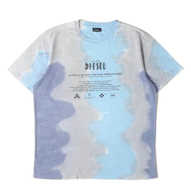 DIESEL ディーゼル Tシャツ ブルー グレー サイズ:L | タイダイ染め グラフィック クルーネック Tシャツ | トップス カットソー 半袖【メンズ】【中古】【K4569】