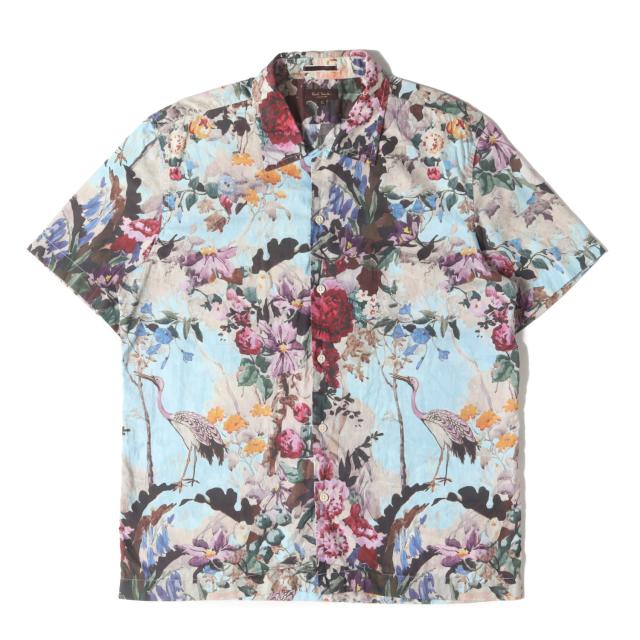 Paul Smith ポールスミス シャツ マルチカラー サイズ:XL | 水彩画 フラワー&バード コットン 半袖シャツ | 日本製 | トップス カジュアルシャツ【メンズ】【中古】【美品】【K4569】