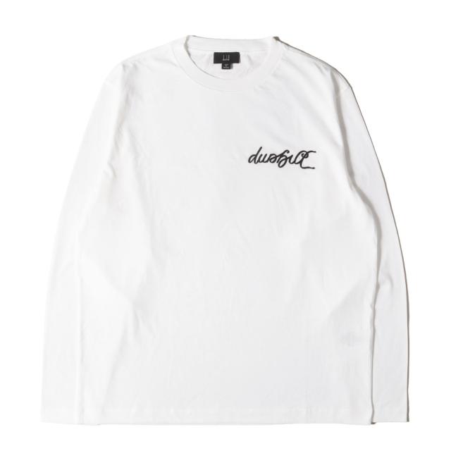 dunhill ダンヒル Tシャツ ホワイト 白 サイズ:M | 近年モデル チェーン刺繍ロゴ ロングスリーブ Tシャツ | トップス カットソー 半袖【メンズ】【中古】【新品同様】【K4569】
