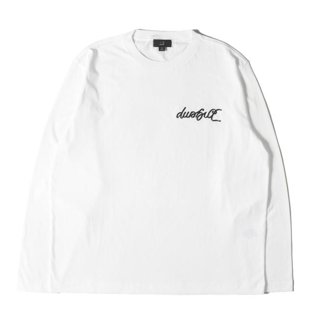 dunhill ダンヒル Tシャツ ホワイト 白 サイズ:L | 近年モデル チェーン刺繍ロゴ ロングスリーブ Tシャツ | トップス カットソー 長袖【メンズ】【中古】【新品同様】【K4569】
