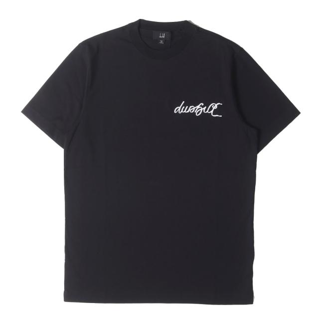 dunhill ダンヒル Tシャツ ブラック 黒 サイズ:S | 近年モデル チェーン刺繍 ロゴ クルーネック Tシャツ | トップス カットソー 半袖【メンズ】【K4569】