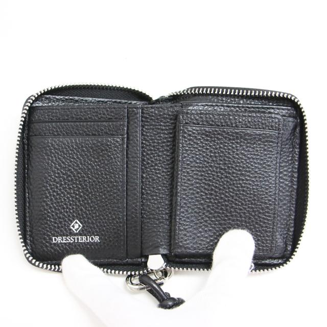 DRESSTERIOR ドレステリア 財布 ブラック 黒 | 25春夏 ハンドストラップ ミニ ウォレット / 財布 | 二つ折り ラウンドファスナー レザー | ブランド ファッション アイテム 小物【レディース】【中古】【美品】【K4569】 DRESSTERIOR ドレステリア 財布 ブラック 黒 | 25春夏 ハンド