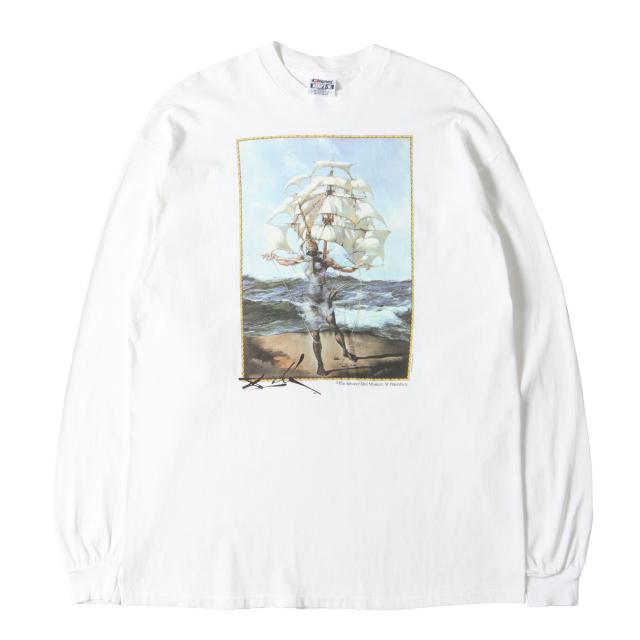 90s - 00s ヴィンテージ古着 / [船を持つ男] 90s Salvador Dali アートプリント ロングスリーブTシャツ / USA製 / サルバドール・ダリ / ホワイト 白 / サイズ:XL / トップス カットソー 長袖【メンズ】【中古】【K4476】