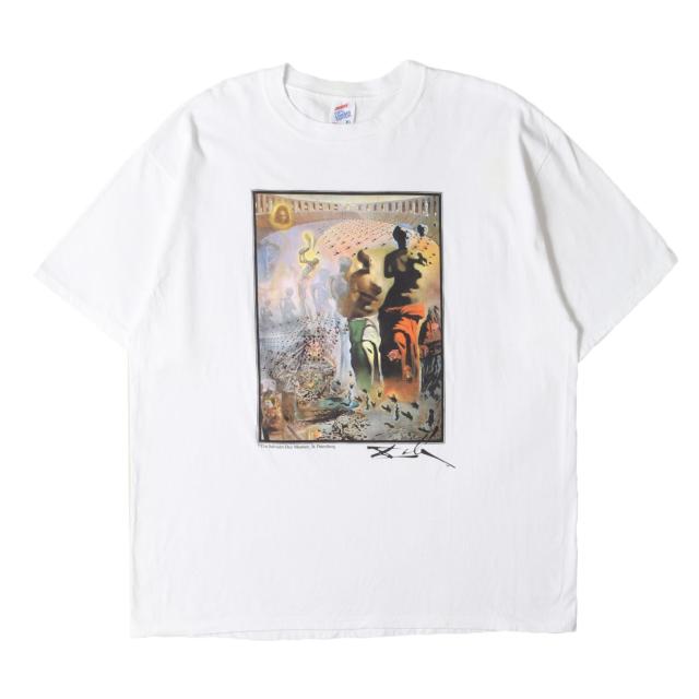 [幻覚剤的闘牛士] 90s Salvador Dali アートプリント クルーネック Tシャツ / USA製 / サルバドール・ダリ / ホワイト 白 / サイズ:XL / 90s - 00s ヴィンテージ古着 / トップス カットソー 半袖【メンズ】【中古】【K4487】