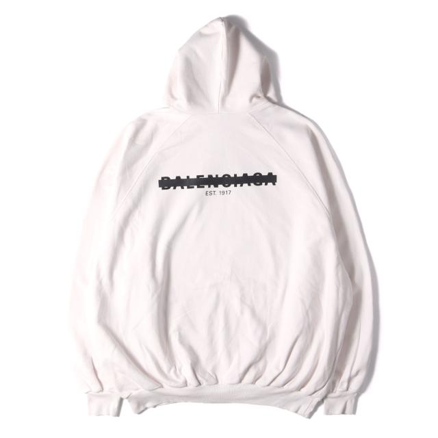 BALENCIAGA バレンシアガ パーカー ペールライトピンク サイズ:2 | 22AW テーピングロゴ スウェットパーカー (Oversized Hoodie 697879 TMVH2) | 裏起毛 | トップス フーディー【メンズ】【中古】【K4573】