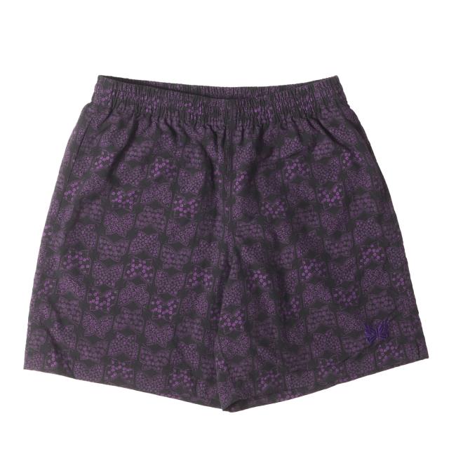NEEDLES ニードルズ パンツ ブラック パープル サイズ:M | BEAMS 別注 総柄 ショートパンツ (Butterfly SWIM SHORT MR470A) | ボトムス ショーツ コラボ【メンズ】【中古】【美品】【K4573】