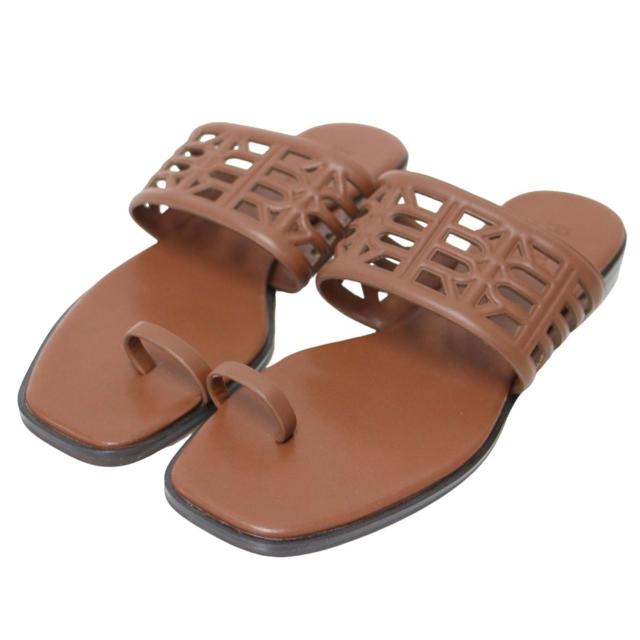 ROPE ロペ サンダル キャメル サイズ:36 1/2(23.5cm) | 24春夏 アメリア サンダル | Amelia Sandal | トングサンダル ローヒール スムース調 アナグラムモチーフ | ブランド シューズ 靴【レディース】【K4573】