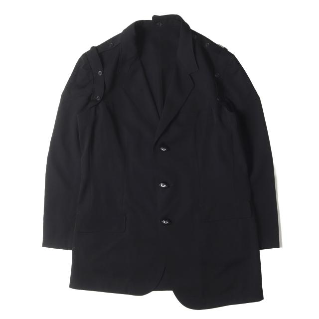 Yohji Yamamoto ヨウジヤマモト ジャケット ブラック 黒 サイズ:2 | 眼釦付 パーツ釦留め ウールギャバ 3B テーラードジャケット (HD-J36-100) | POUR HOMME | アウター ブレザー 上着【メンズ】【中古】【美品】【K4575】