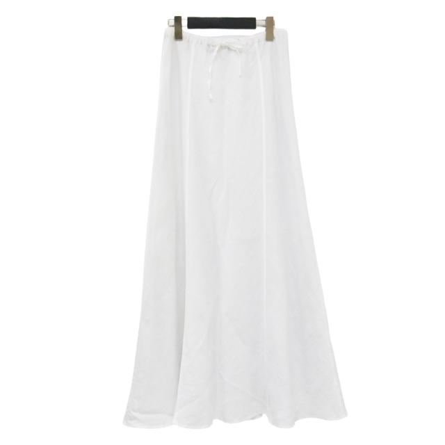 Plage プラージュ スカート ホワイト 白 サイズ:38(M) | 25春夏 ピュア ラミー バイアス スカート | PURE RAMIE BIAS | ロング フレア リネン | ボトムス【レディース】【中古】【K4575】