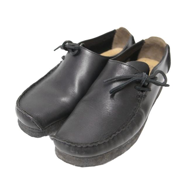 Clarks クラークス ブラック 黒 サイズ:UK6(25.0cm) | ラガー スムースレザー サイドレースアップ シューズ | Lugger | モカシン クレープソール | ブランド 靴【レディース】【中古】【K4575】