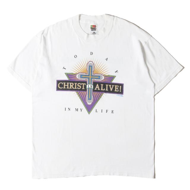 90s - 00s ヴィンテージ古着 | 90s ジーザス クロスプリント クルーネック Tシャツ | FRUIT OF THE LOOM | ホワイト 白 サイズ:L | トップス カットソー 半袖【メンズ】【中古】【K4575】