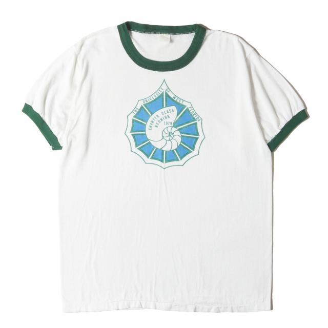U.S.VINTAGE | 70s ウエストフロリダ大学 アンモナイト リンガー Tシャツ | USA製 Sportswear | ホワイト グリーン | 70年代 古着 ヴィンテージ | トップス カットソー 半袖【メンズ】【中古】【K4575】
