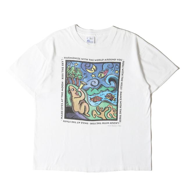 90s - 00s ヴィンテージ古着 | 90s アート クルーネック Tシャツ | USA製 Human-i-Tees | ホワイト 白 サイズ:L | 90年代 | トップス カットソー 半袖【メンズ】【中古】【K4575】